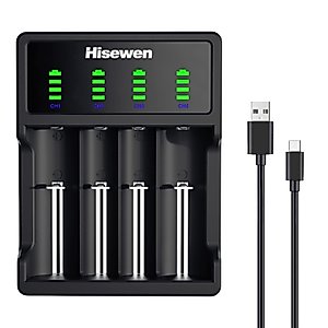 18650 Battery Charger, Hisewen Universal Smart USB LED Dual Battery Charger 18650 for 3.7v Li-ion 14500 16340 18350 26650 21700 Rechargeable Batteries