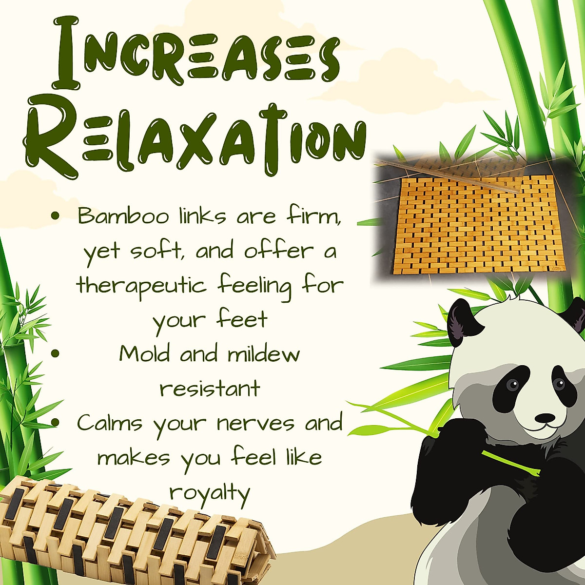 Lotus Creative's Bamboo Bath and Shower Mat Perfect for Bathroom, Bathtub, Kitchen, and Sauna – Quick Dry – Boho Bathroom Accessories, Bathmat Decor