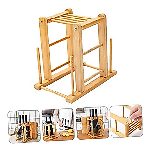 UPKOCH 1pc Knife Holder Dish Organizer Rack for Cabinet Dish Organizer for Cabinet Shelf Holders Cutlery Holders Without Knives Cutter Board Storage Rack Cutting Board Rack Wooden Tool