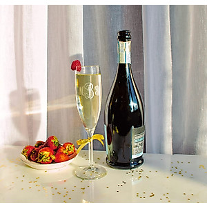 Personalized Champagne Flutes with Engraved Monogram, Real Handwriting, Custom Name Champagne Glass, Graduation Present, Gift for Her