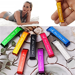 10pcs Custom Bottle Opener Keychain in Bulk, Personalized Bear Opener Engraved with Logo Text,Customized Aluminum Bottle Opener for Business Wedding Party Favors Gifts Black