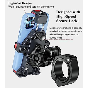 BRCOVAN Aluminum Alloy UTV Phone Holder with Vibration Dampener & High-Speed Secure Lock, Metal Anti-Shake UTV Roll Bar Cellphone Mount Fit Roll Cage 1.5/1.65/1.75/1.85/2 inch, for 4.7''-7.2'' Phones