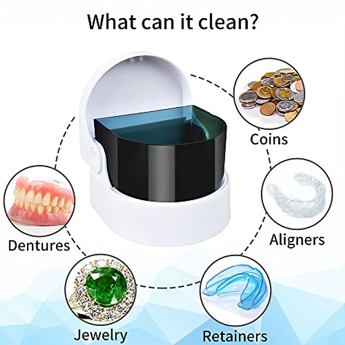 Elera Sonic Cordless Retainer Cleaner Machine, Denture Cleaner, Premium Jewelry Coins Cleaning Machine