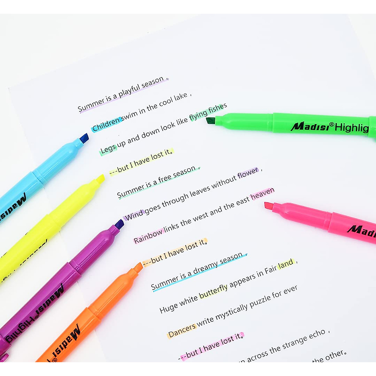 Madisi Highlighters, Chisel Tip, Assorted Colors, Bulk Pack, 84-Count