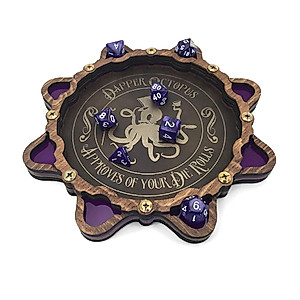 C4Labs 9" Padded Vegan Leather Dapper Octopus Dice Tray - Purple