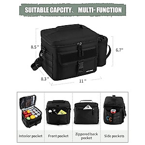 JOYHILL Tactical Lunch Box for Men, Insulated Lunch Bag with Bottle Pouch Holder Large Thermal Cooler Bag for Adult Work Camping,Navy,13L