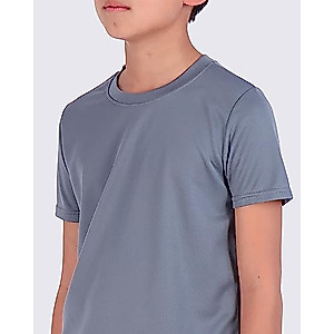 Real Essentials 5 Pack: Boys Mesh Short Sleeve Shirts Crew Neck Tshirt Tops Tees Youth Teen Active Wear Athletic Quick Dry Basketball Gym Sport Undershirt Soccer Top -Set 11,XL 16-18