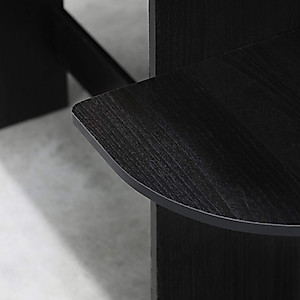 Furinno Compact Computer Desk with Shelves, Round Side, Americano/Black