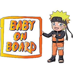 Baby on Board Sign Super Funny Cartoon Sticker to Caution Drivers by Placing Warning Decals on Car Accessories Windows Bumpers for Safety Measures Perfectly Designed Anime in |5" Height X 7" Width|