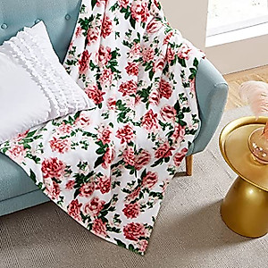 Betsey Johnson Home | Plush Collection | Throw - Ultra-Soft & Cozy Fleece, Lightweight & Luxuriously Warm, Perfect for Bed or Couch, Blooming Roses 50 x 70