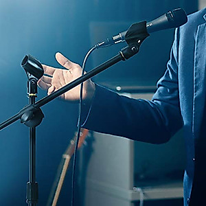 Pyle Universal Adjustable Tripod Microphone Stand - Pair of Heavy Duty Lightweight Professional Compact Extendable Stage Studio Floor Standing Boom Mic Holder w/ Carry Bag, 5/8" Adapter - PMKSKT35