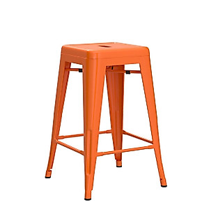 FDW Metal Bar Stools Set of 4 Counter Height Bar Stools 24 Inches Industrial Bar Chairs Patio Stool Stackable Backless Stool Indoor Outdoor Metal Kitchen Stools Bar Chairs (Bronze, 24")