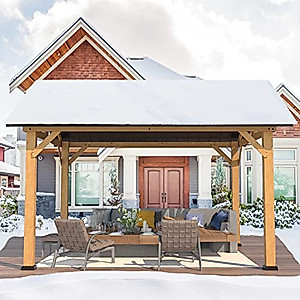 EROMMY 11'x13' Hardtop Gazebo, Outdoor Solid Wood Canopy Pavilion with Spruce Wooden Frame for Patio Backyard Deck Garden