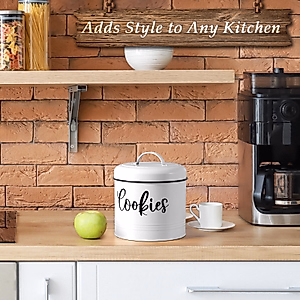 DAYYET Farmhouse Cookie Jar for Kitchen Counter, 1 Gallon Vintage Cookie Jar with Airtight Lid, Large Food Storage Container for Candy, Cookies, Dessert, Rustic Kitchen Decor and Accessories