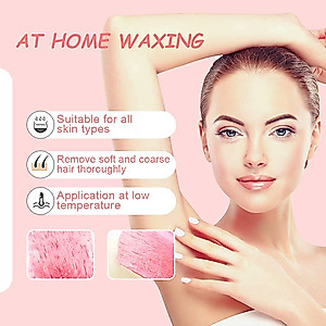 Auperwel Painless Hard Wax Beans for Hair Removal, 10.5oz Upgraded Formula for Face, Eyebrow, Brazilian Bikini with 10 Applicators (3 Rose)