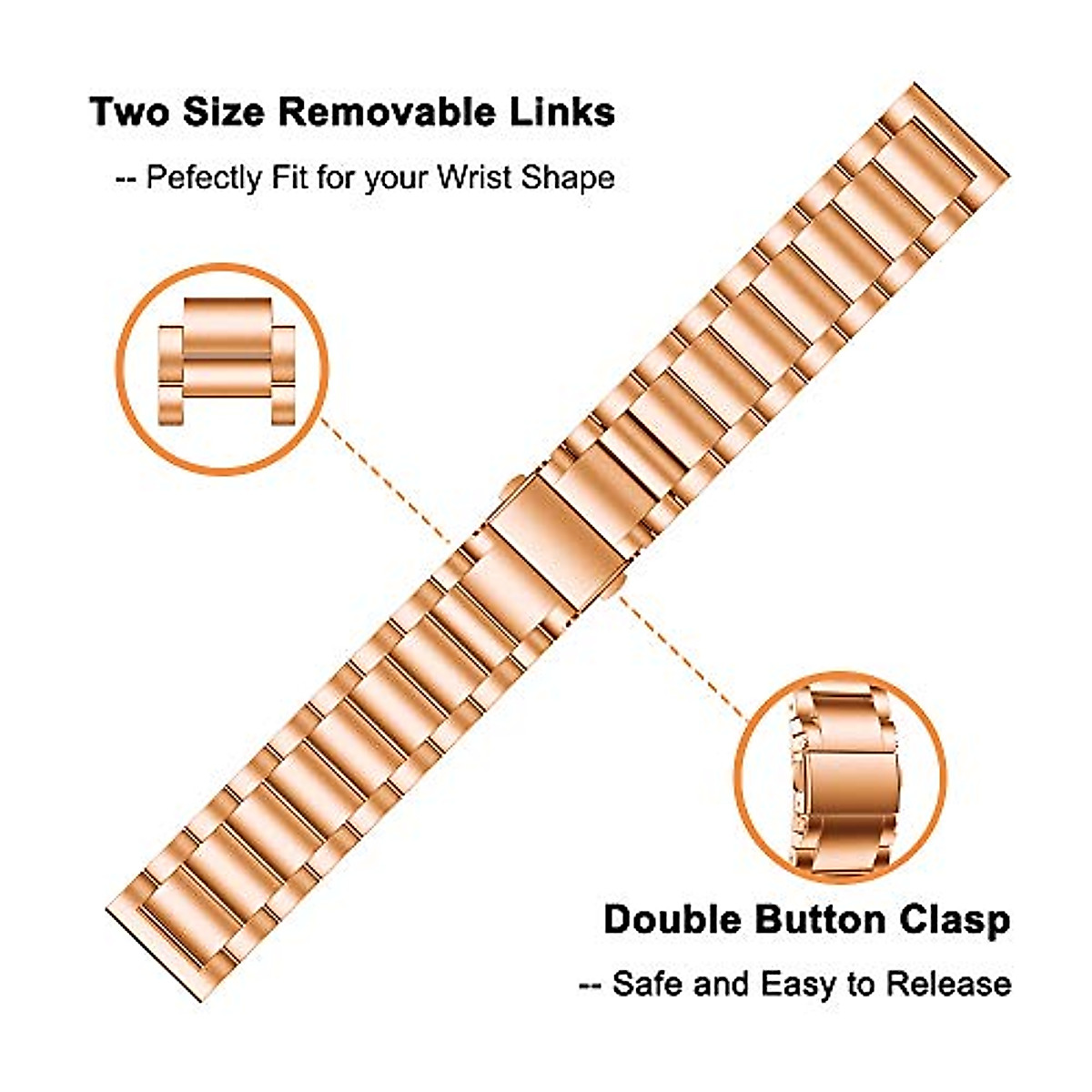 Yeejok Venu 2S Watch Bands, Vivoactive 4S 40mm Bands, 18mm Metal Band + Replacement Quick Released Genuine Leather Strap Compatible for Garmin Vivoactive 3S 39mm Smart Watch Women, Rose Gold+Brown