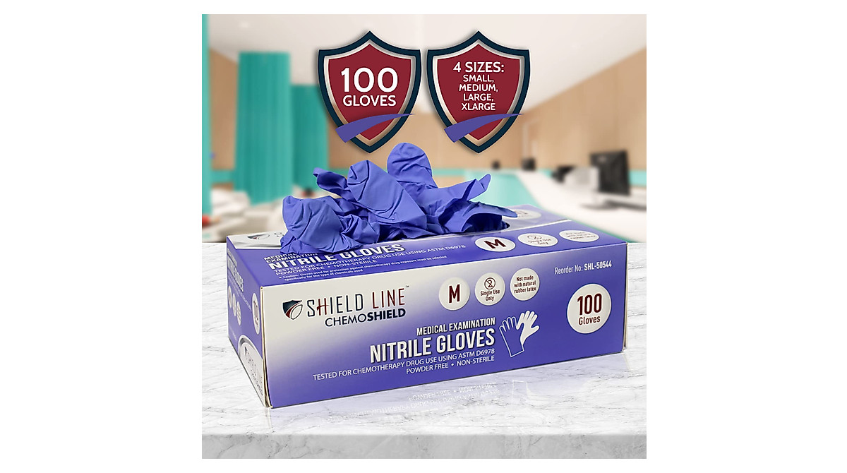 SHIELD LINE Nitrile Exam Gloves Medium 100 Pack - Safe, Durable ...