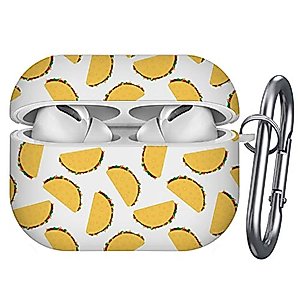 Art-Strap Protective Case, Compatible with AirPods Pro - Shockproof Soft TPU Gel Case Cover with Keychain Carabiner Replacement for Apple AirPods Pro (Tacos Mexican Food)