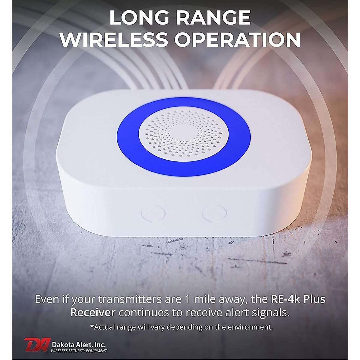 Dakota Alert Wireless Receiver- RE-4k Plus- Up to 1 Mile Operating Range - Compatible with All Dakota Alert 4000 Series Sensors: SBB-4000, DCHT-4000, DCMT-4000, DCPT-4000, and UT-4000 Transmitters