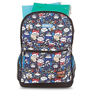 Naruto Cat Nyaruto! Allover Backpack Defense Battle of Konoha Bookbag - Nyaruto! Knapsack for All (Blue)