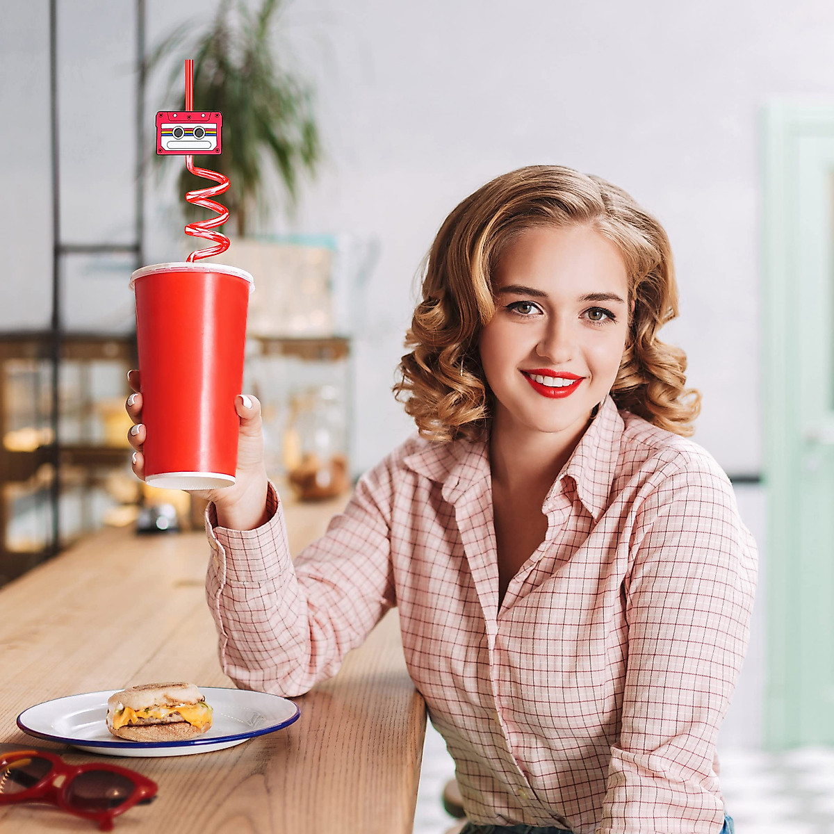 80s Party Favors Decorations 80s Straws 24pcs 80s Party Supplies Reusable 80s Plastic Straws for 80s Birthday Party, Back to 80s, Retro, Neon, Hip Hop Party Decorations Favors