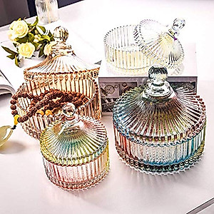 CHOOLD Luxury Colorful Tent Shaped Crystal Candy Jar with Lid,Clear Glass Apothecary Jar Wedding Candy Buffet Jar Food Jar (10oz/24oz) (Amber-L)