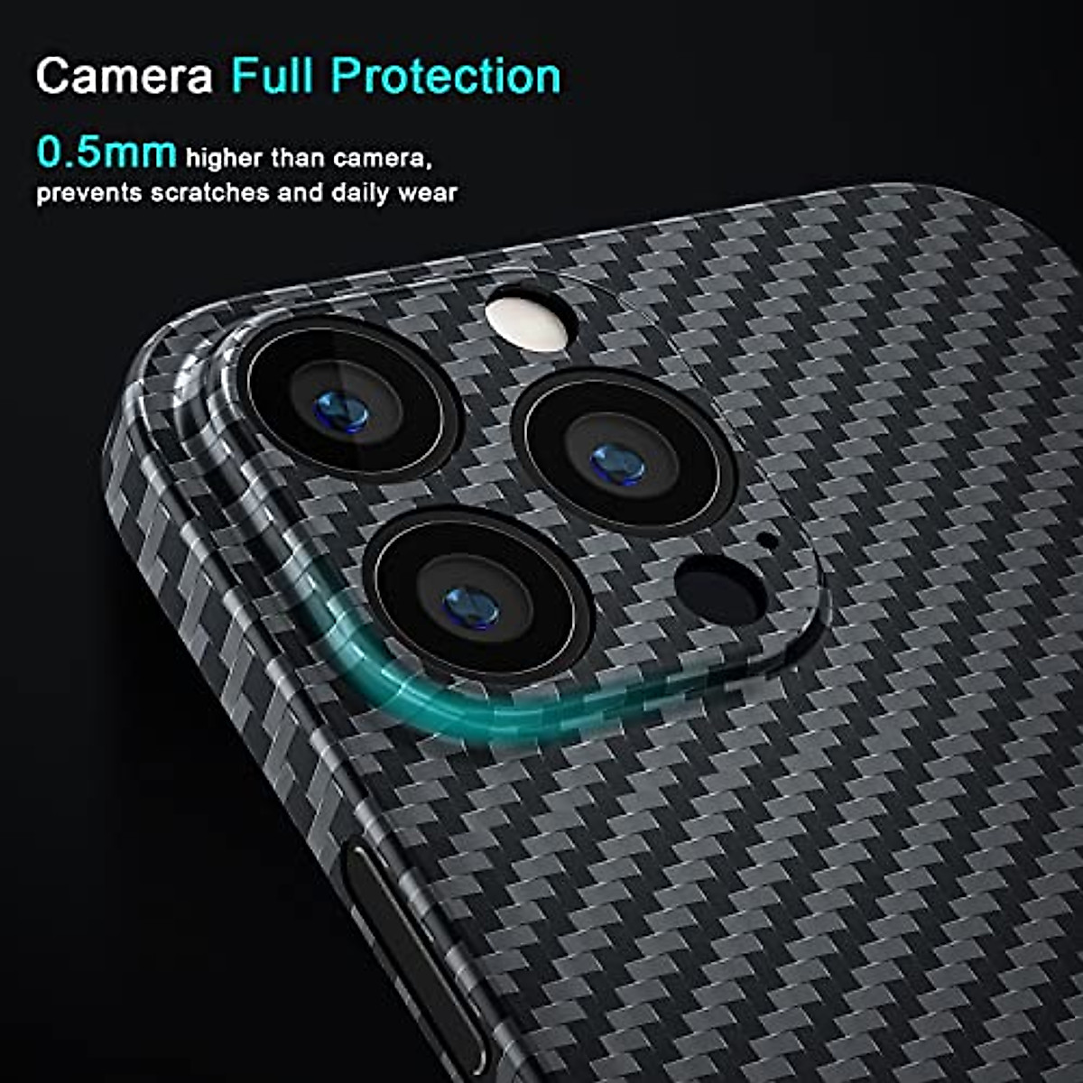 memumi 𝟮𝟬𝟮𝟮 𝐍𝐄𝐖 Real Carbon Fiber Case for iPhone 13 Pro Max, Sturdy Durable Carbon 0.5 mm Thin Cover for iPhone 13 Pro Max Aramid Fiber Skin Case with Military-Grade Drop Protection Black