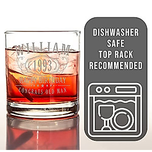 Personalized Etched 11oz Whiskey Glass - Custom Engraved Bourbon Customized Birthday Gifts for Men, Dad Scotch Drinking Glasses, Groomsmen Gifts, Liquor Cocktail Rocks Old Fashioned, Bernard