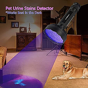 GLOSSDAY Blacklight Flashlight,128 LED UV Flashlights, Upgraded Bright Ultraviolet Flashlight Professional Black Light for Dog/Cat, Hunting Scorpions