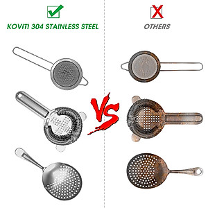 Cocktail Strainer-Stainless Steel Bar Tools Bartender Cocktail Strainer Set:Hawthorne Strainer,Julep Strainer and Conical Fine Mesh Strainer