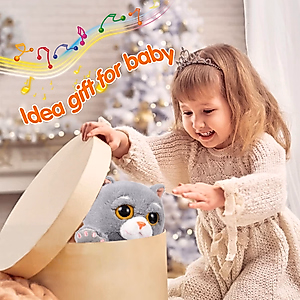 gebra Baby Toys 12 18 Months Singing Dancing Talking Cat Toddler Toys Interactive Cat Plush Early Learning Educational Musical Toy Gift for Boys and Girls Age 1 2 3 4 5, 14"