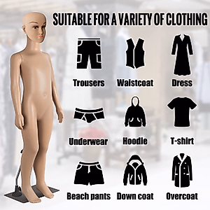 Kids Mannequin Full Body Realistic Adjustable Detachable Manikin Display Head Turns Dress Form W/Metal Base