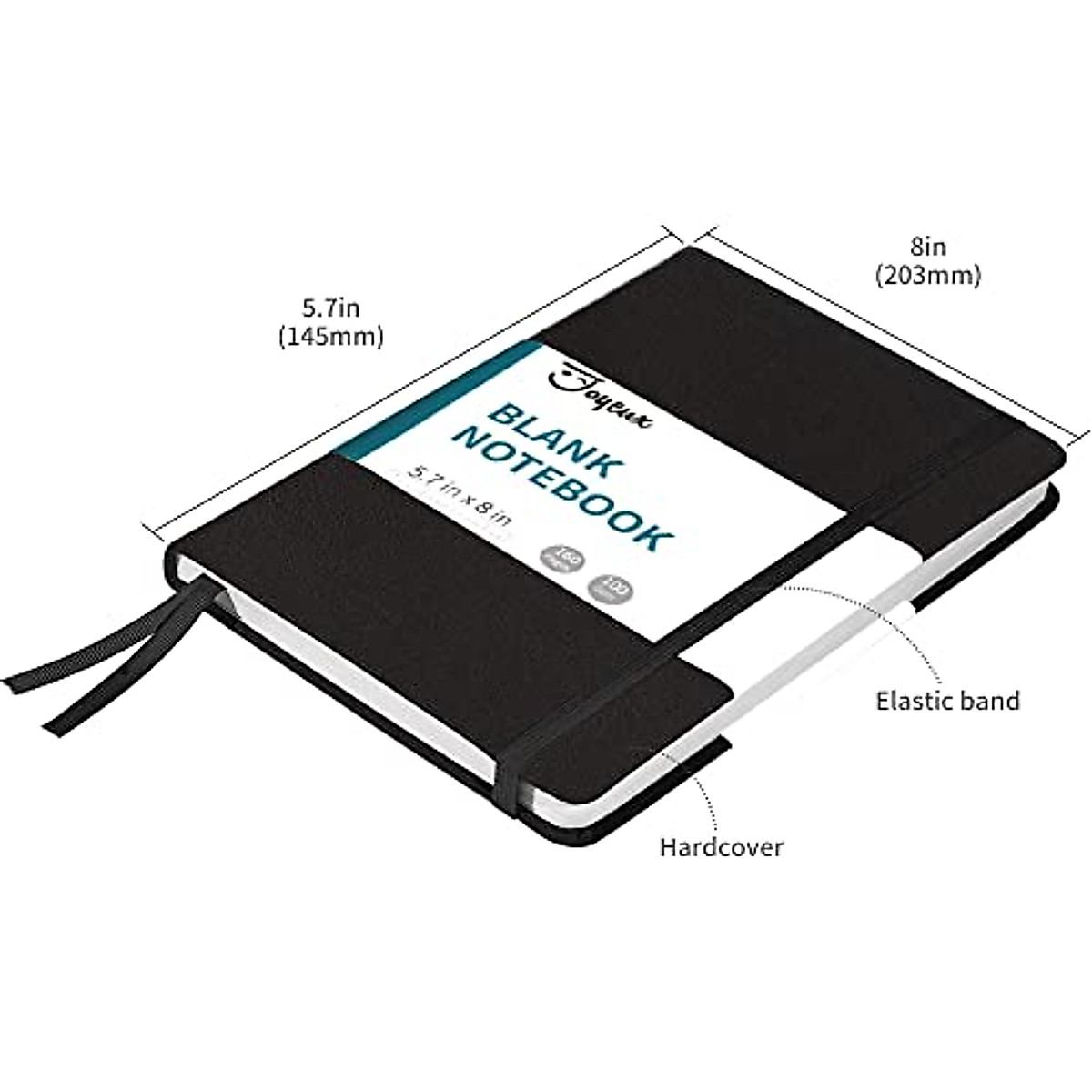 JOYEUX Blank Journal Notebook, A5, 160 Pages 100 Gsm Thick Sketch Books Hardcover Journal for Writing, 5.7 inches x 8 inches Notebooks for Work (Blank)