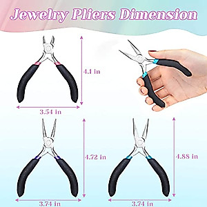 Jewelry Pliers Set, Paxcoo 3Pcs Jewelry Making Pliers Tools Kit includes Needle Nose Pliers, Round Nose Pliers, Wire Cutters for Jewelry Making Supplies, Wire Wrapping, DIY Crafts, Beading