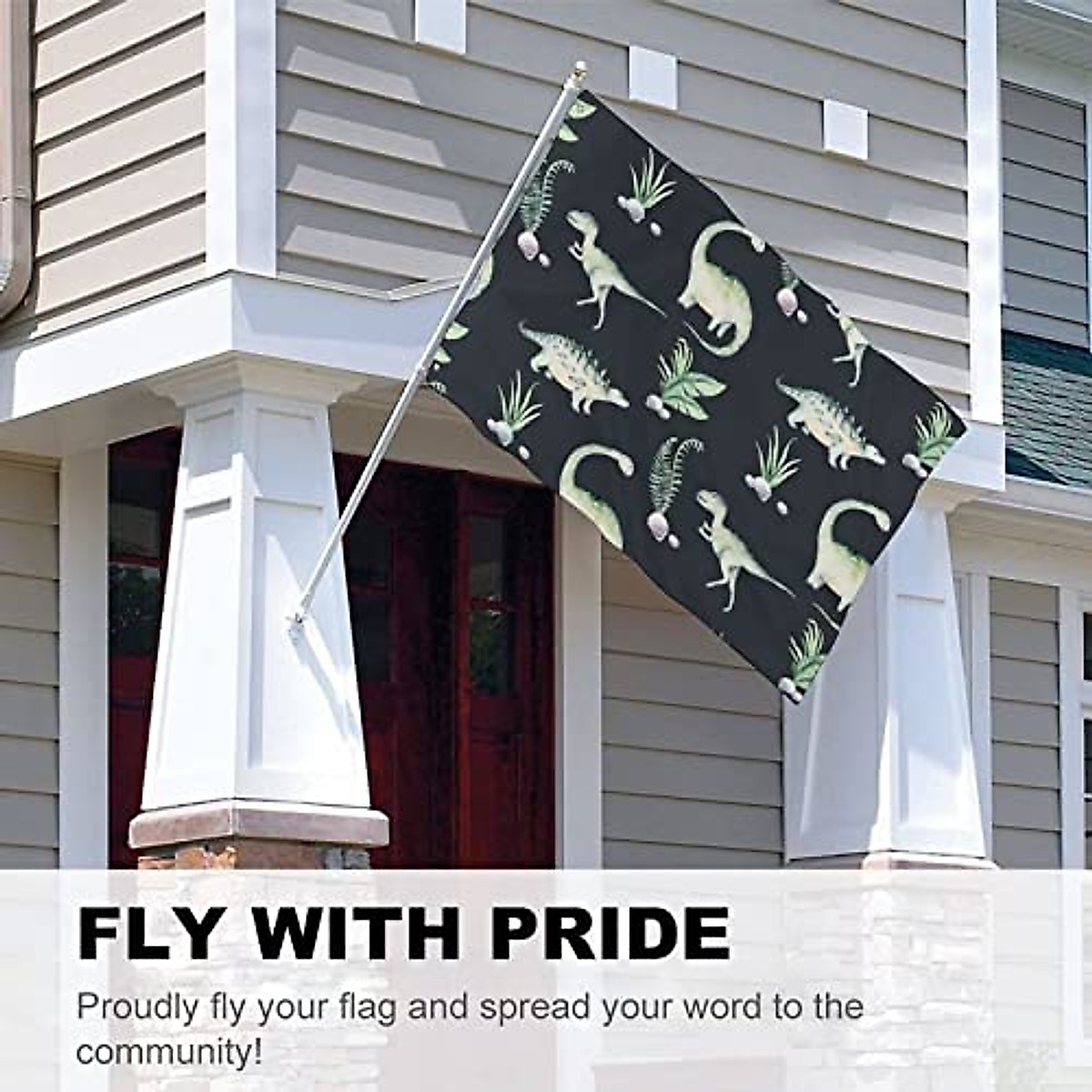 Cute Cartoon Baby Dinosaurs Flags Decorative Funny Banners for Outside House Dorm Room Parties