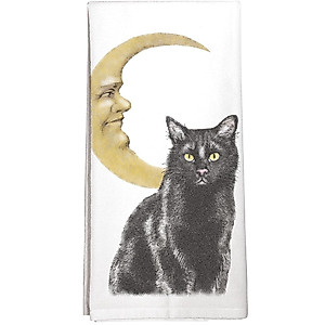 Montgomery Street Black Cat with Cresent Moon Cotton Flour Sack Dish Towel