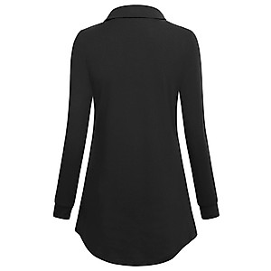 Timeson Tunic Sweaters for Women to wear with Leggings,Long Sleeve Winter Black Tunics Tops Loose Fitted Swing Ladies Sweatshirts Button V Neck Pullover Thick Fall Work Dressy Shirts Christmas Outfits