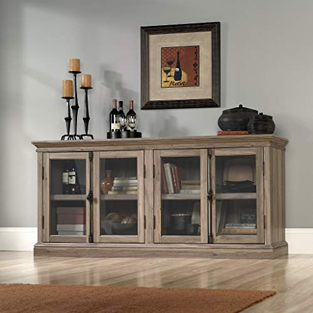 Sauder Barrister Lane Storage Credenza, For TV's up to 80", Salt Oak finish