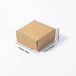 Sdootjewelry Mini Cardboard Boxes, 2.16’’ × 2.16’’ × 0.98’’ Mini Boxes, Jewelry Boxes Packaging 100 Packs, Brown Kraft Boxes for Ring Earrings