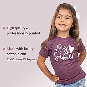 ELLA COLE COMPANY Big Sister Announcement T-Shirt for Toddler Girl- Luxury Cotton Blend Big Sister Shirt Maroon, 2T