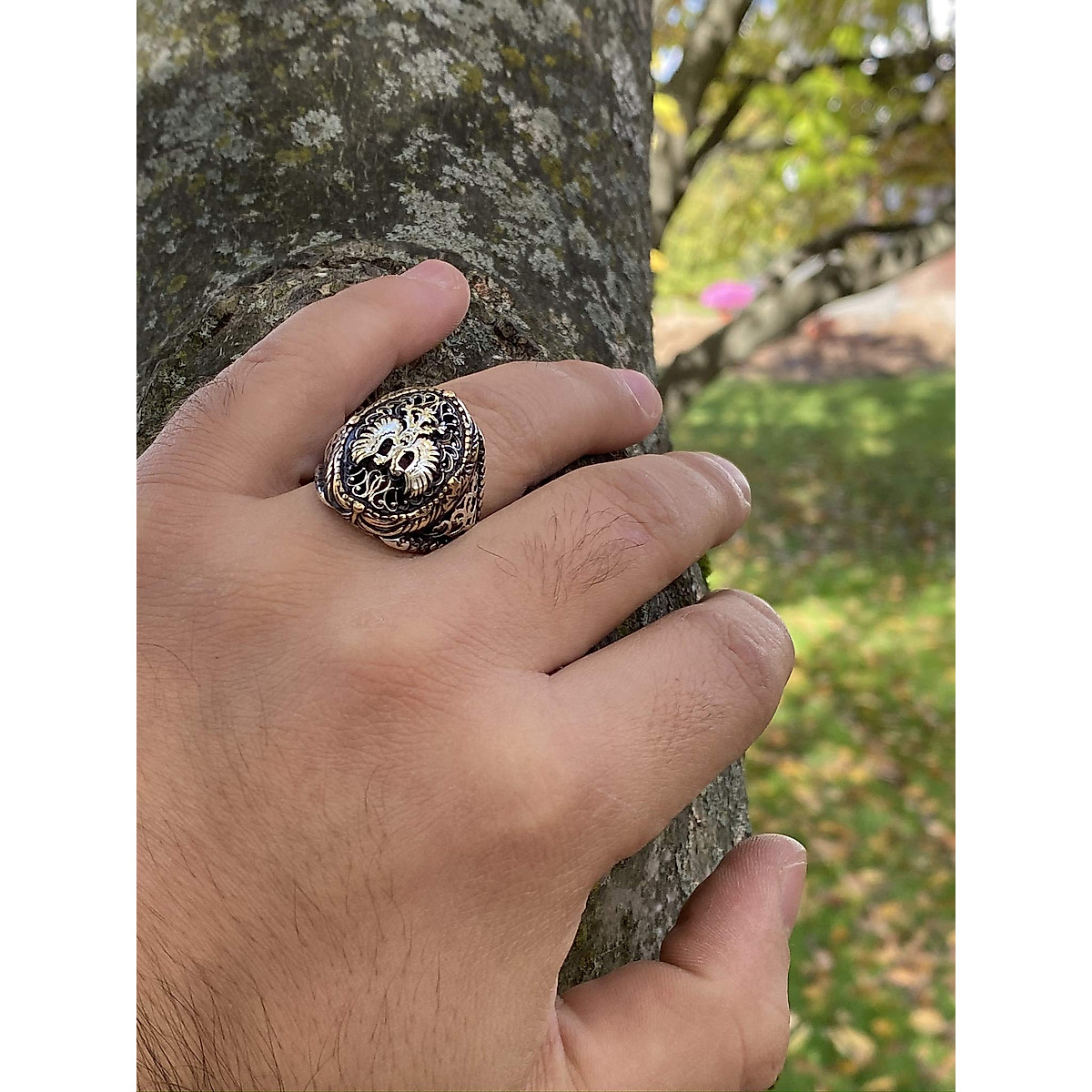 KAR 925 Sterling Silver Double Head Eagle Filigree Design Biker Ring I2A (9)