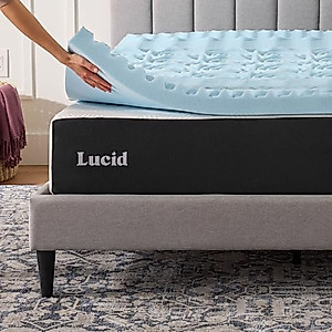 Lucid 3 Inch Mattress Topper Queen - Memory Foam Mattress Topper Queen - 5 Zone Gel Infusion - CertiPur Certified Foam