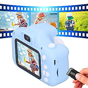 Jopwkuin Children Camera, Easy to Operate Video Recording Camera Toy with Lanyard for Outdoor for Children(Blue)