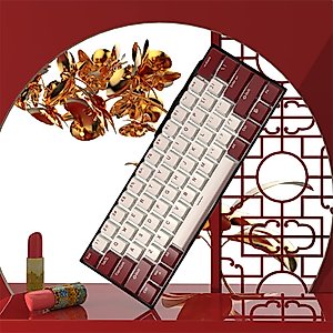 NACODEX K610T 2.4Ghz Wireless/Bluetooth/Wired 60% Mechanical Keyboard, 1000mAh Ultra Compact White Backlit Gaming Keyboard Wired Programmable for Win/Mac/PC Gamer