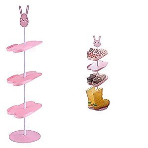 4 Tier Cute Shoe Rack for Kid's Shoes, 26.4inch, Baby Shoe Rack, Save Home Space, Storage Organizer Boys Girls, Cute Shapes of Rabbit/Panda, Solid and Durable(Rabbit)