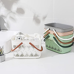 Andmey Portable shower caddy Tote, Plastic Storage Caddy Basket with Handle for College, Dorm, Bathroom, Garden, Cleaning Supplies, White