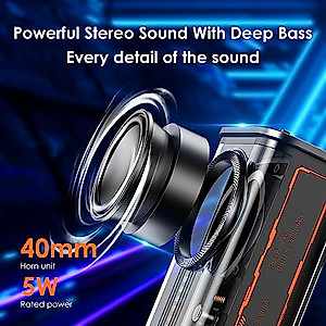 Portable Bluetooth Speaker with Lights, Transparent Wireless Mini Bluetooth Speaker with TWS, Perfect Small Speaker HD Sound and Bass for Office, Home, Shower, Room, Bike, Car (Black)