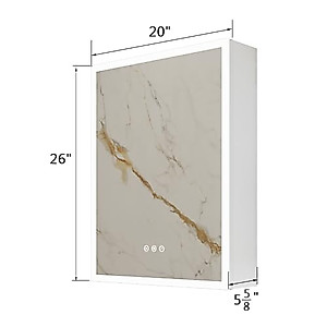 Elephmirr Vanity Mirror Bathroom Storage Medicine Cabinet with Lights Anti Fog,20x26 Inch,Recessed Smart led Small Mirrors Wall Metal Magnifier﹐with Left Doors Eectrical Outlet USB,Surface Mount