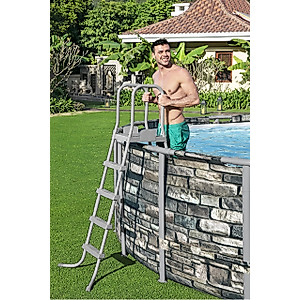 Bestway Flowclear Above Ground Swimming Pool Ladder 52” | Corrosion-Resistant Metal Frame with Heavy Duty Plastic Steps