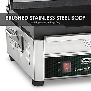 Waring Commercial WFG250 Tostato Supremo® Large Flat Toasting Grill, 120V, 1800W, 5-15 Phase Plug, Silver